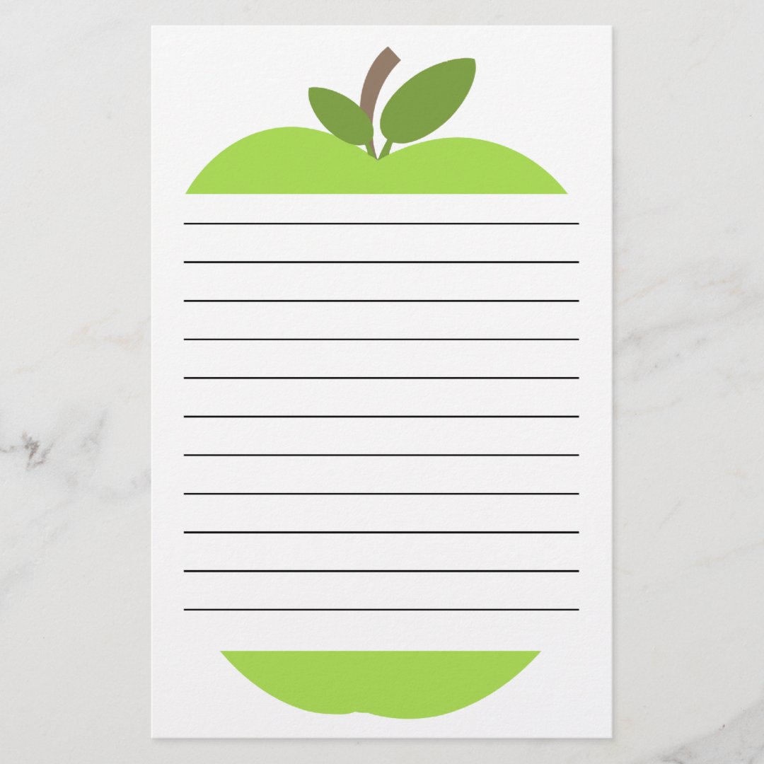 Green Apple Lined Stationery | Zazzle