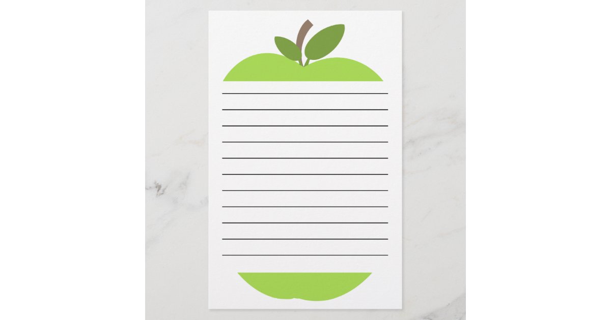 Green Apple Lined Stationery | Zazzle