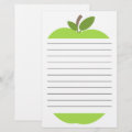 Green Apple Lined Stationery | Zazzle