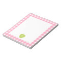 Green Apple Pink Gingham Teacher Notepad | Zazzle