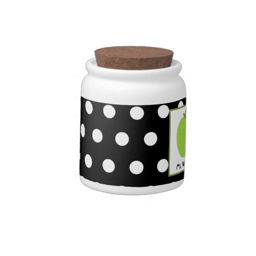Green Apple & Polka Dot Teacher Candy Jar | Zazzle