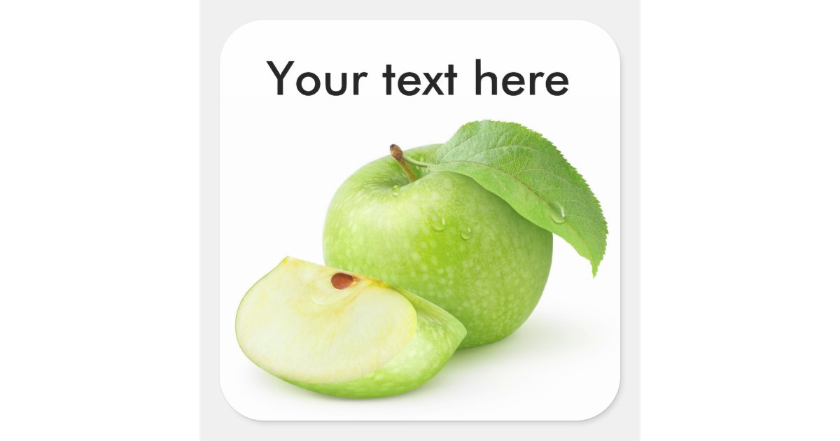 Green apple square sticker | Zazzle