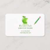 green apple substitute teacher business card | Zazzle