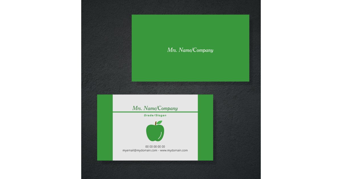 Green Apple Teacher Business Card | Zazzle