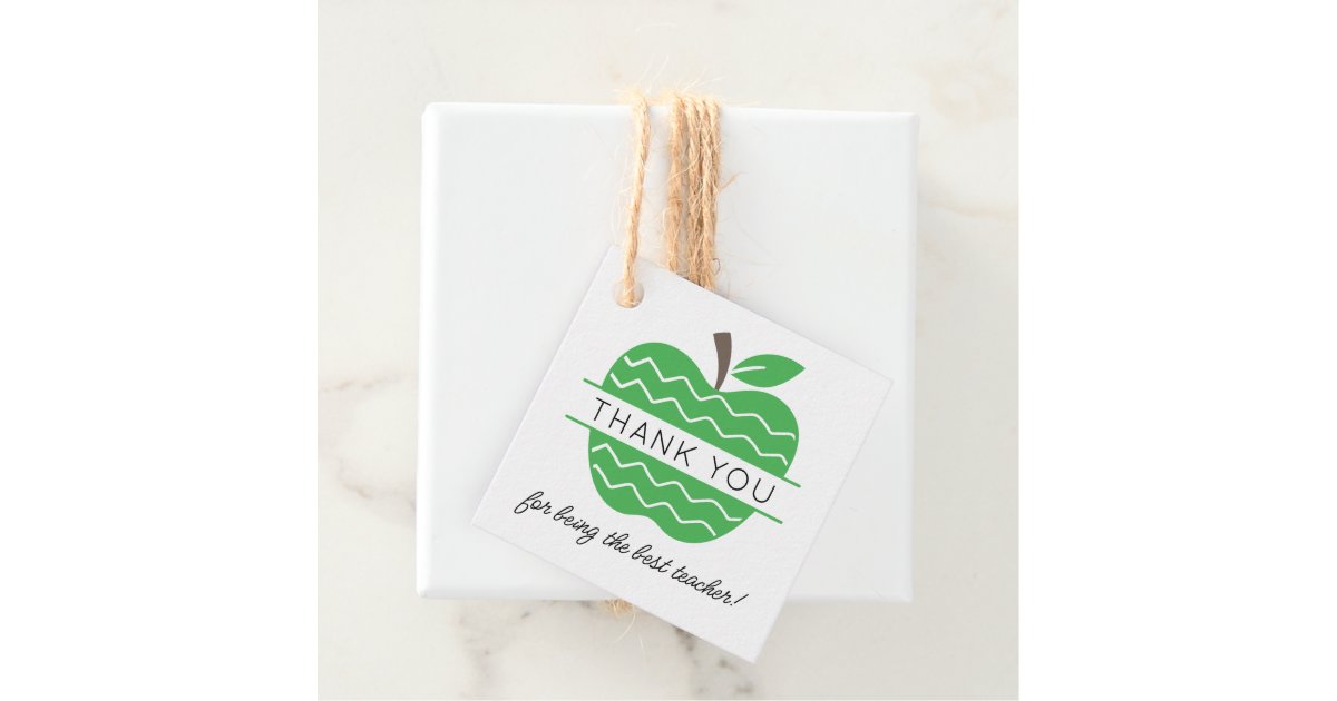 Green Apple Teacher Thank You Favor Tags | Zazzle