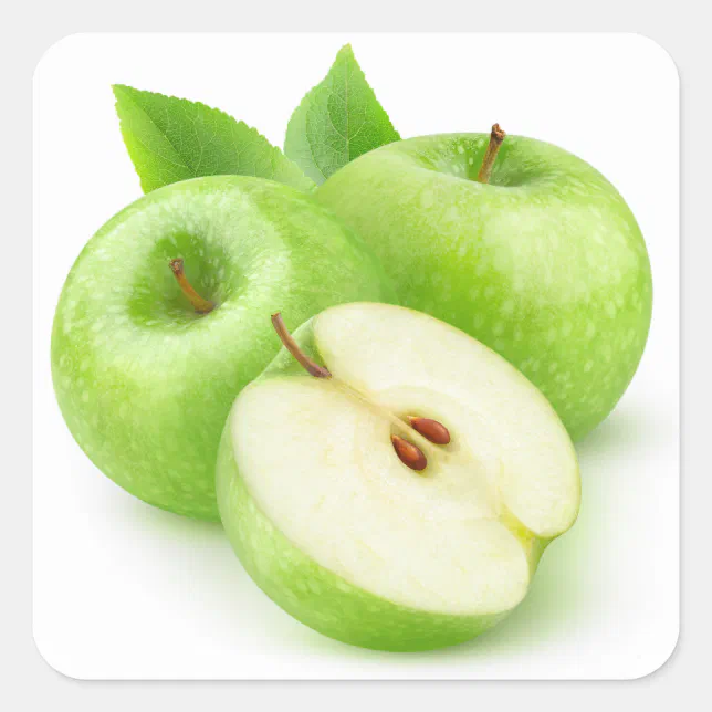 Green apples square sticker | Zazzle