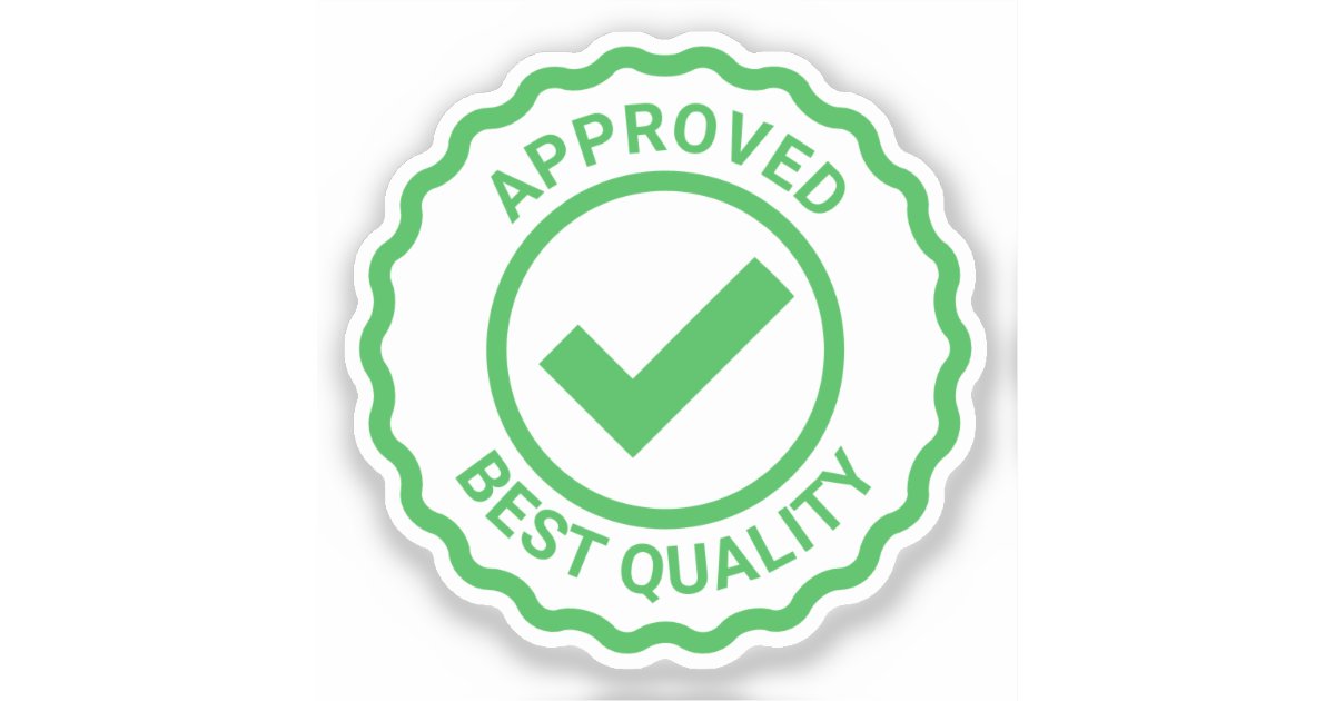 Green approval seal vinyl sticker with check mark | Zazzle