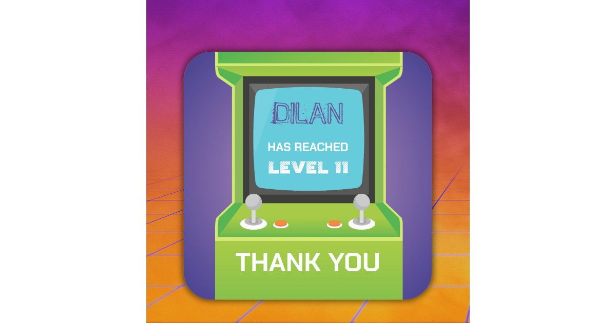 Green arcade gamer thank you Sticker | Zazzle