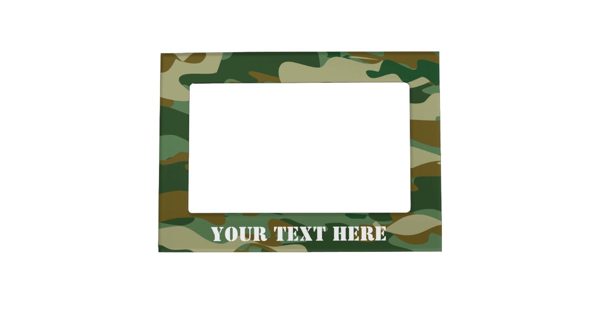 Green army camo camouflage picture frame magnet | Zazzle