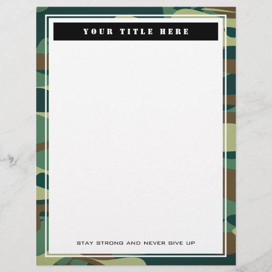 Green army camo elegant custom stationery paper | Zazzle.com