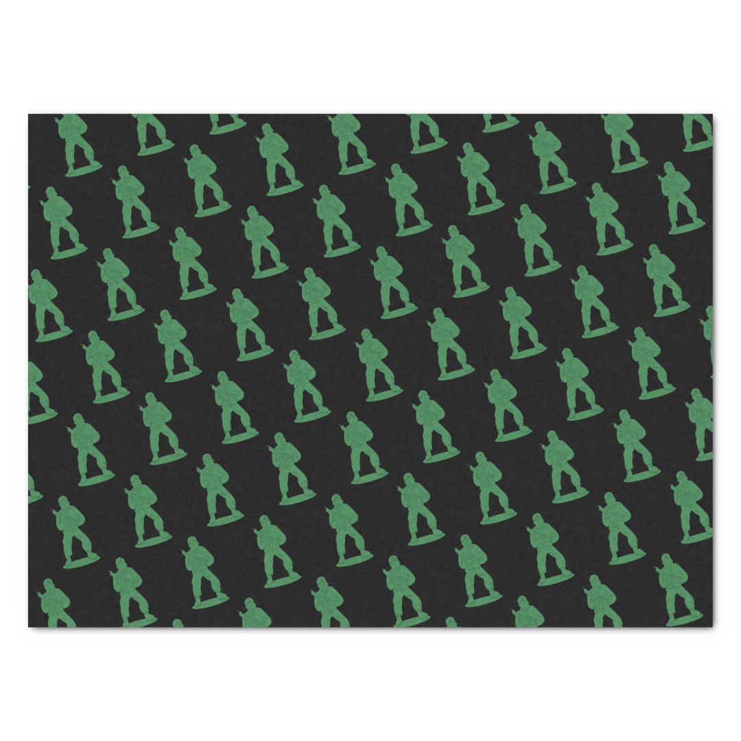 Green Army Men on Black Pattern Tissue Paper | Zazzle