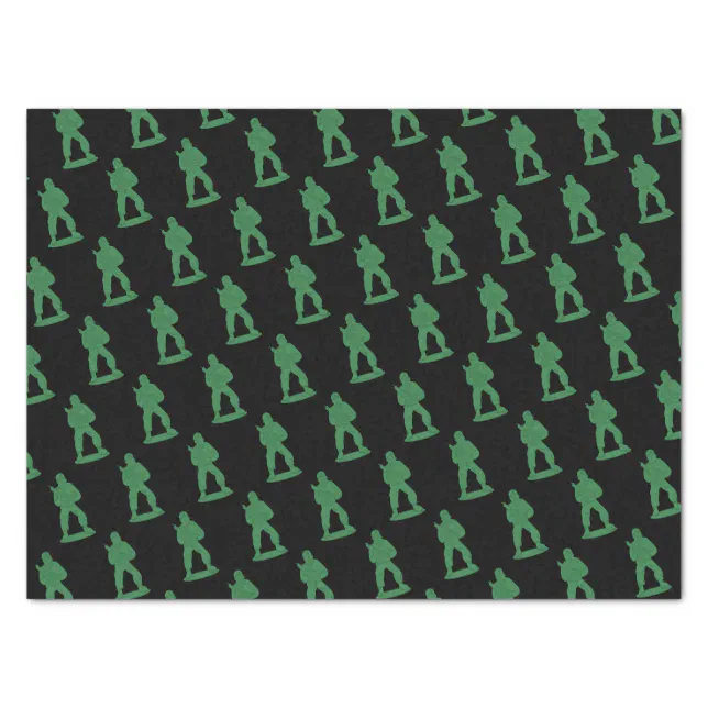 Green Army Men on Black Pattern Tissue Paper | Zazzle
