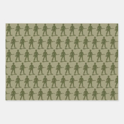 Green Army Men Trio Wrapping Paper Sheets | Zazzle