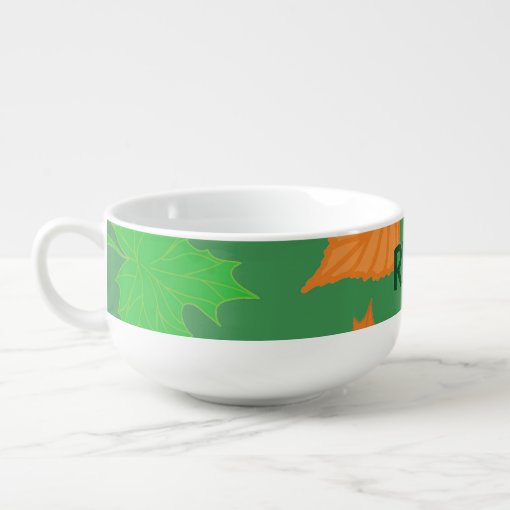 Green Autumn Leaves Soup Mug | Zazzle