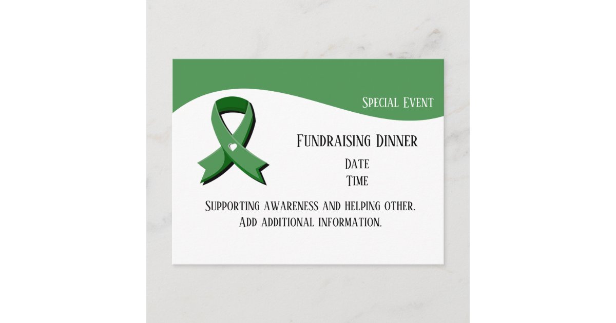 Green Awareness Ribbon Event Postcard | Zazzle