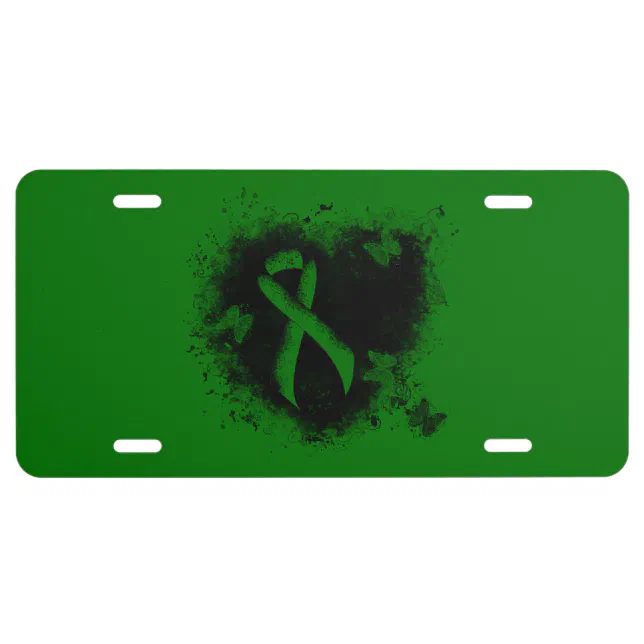 Green Awareness Ribbon Grunge License Plate | Zazzle