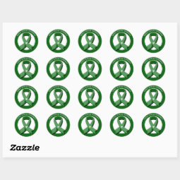 Green Awareness Ribbon Kidney Disease Awareness Classic Round Sticker ...