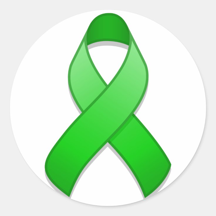 Green Awareness Ribbon Round Sticker | Zazzle
