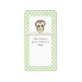 Green Baby Owl on Book Gift Bookplate Label | Zazzle