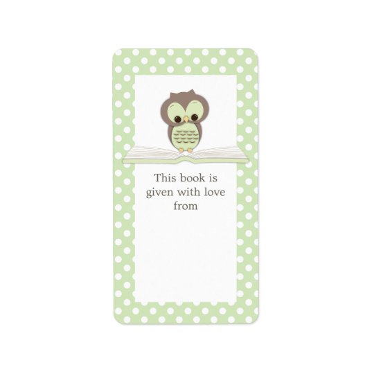 Green Baby Owl on Book Gift Bookplate Label | Zazzle.com
