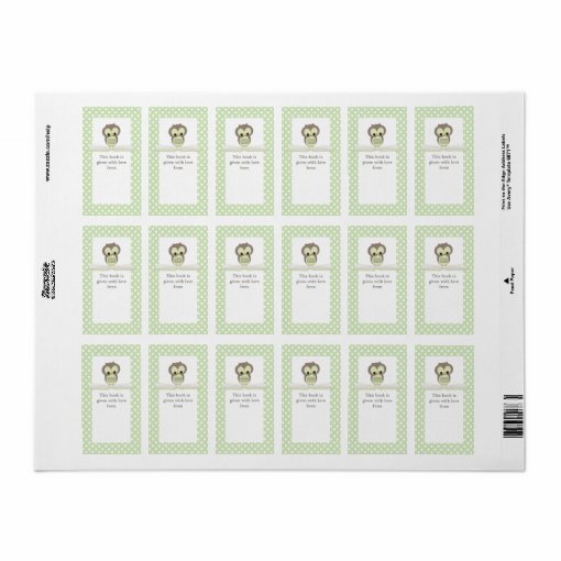 Green Baby Owl on Book Gift Bookplate Label | Zazzle
