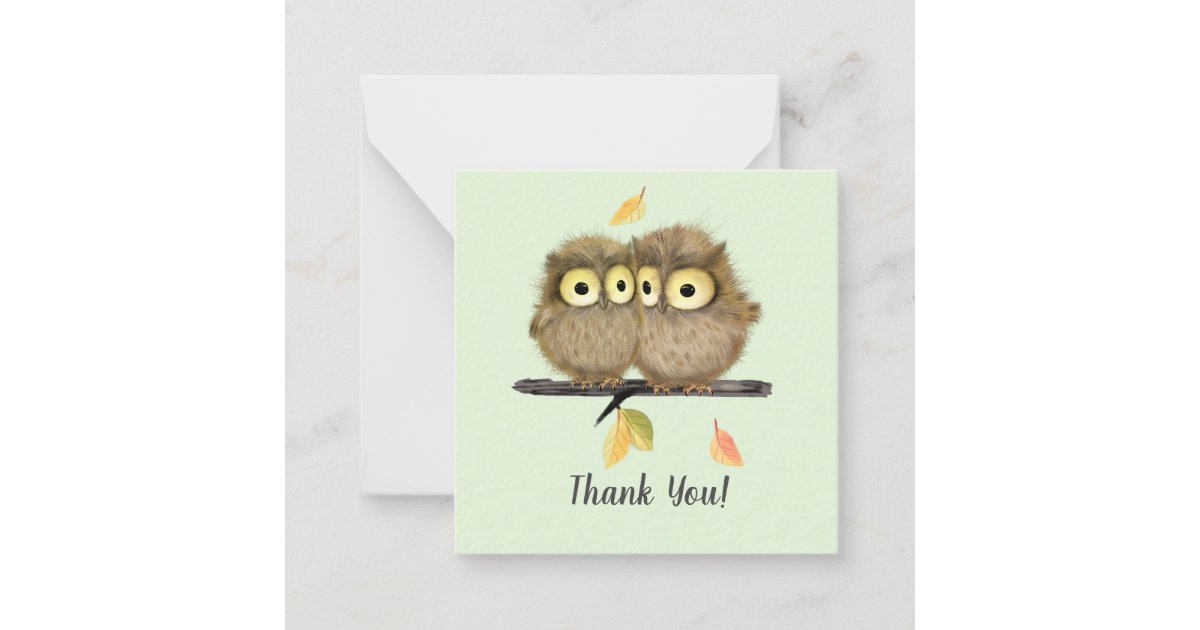 Green Baby Owls thank you note cards | Zazzle