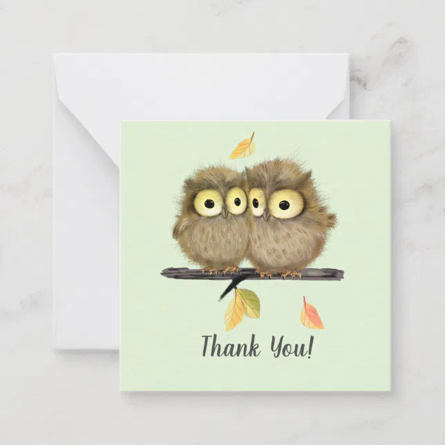 Green Baby Owls thank you note cards | Zazzle