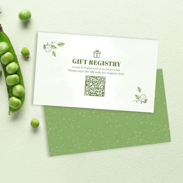 Green Baby Shower Gift Registry Enclosure Card | Zazzle