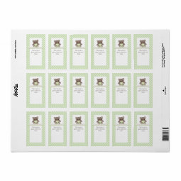 Green Baby Teddy Bear on Book Gift Bookplate Label | Zazzle