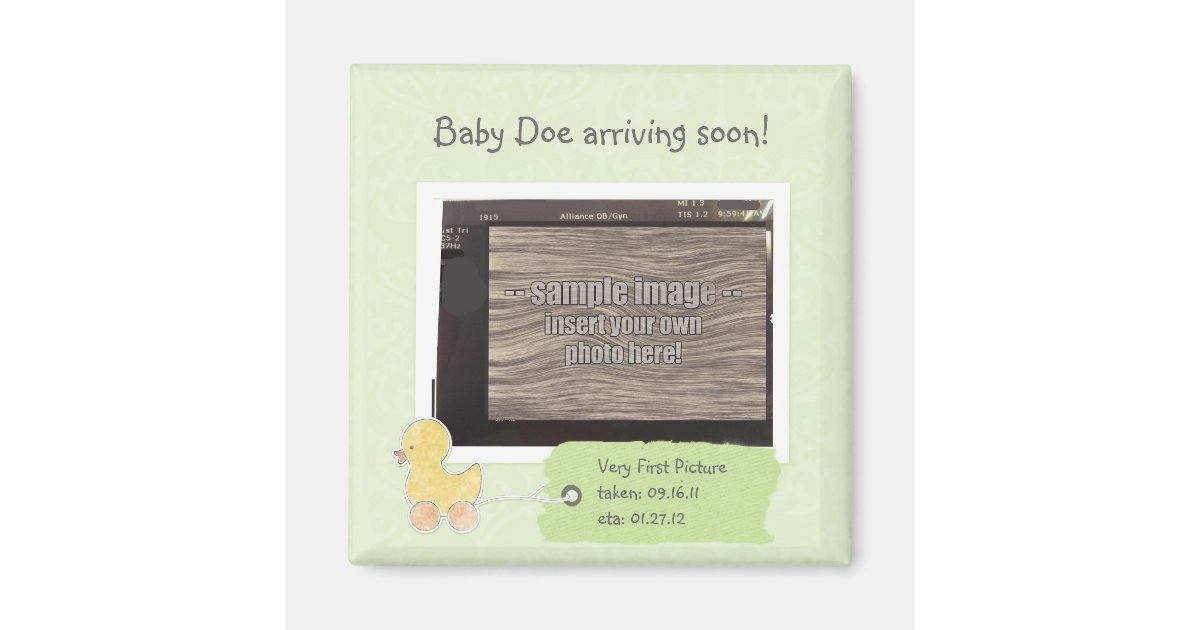 Green Baby Ultrasound Photo Custom Duck Magnet | Zazzle
