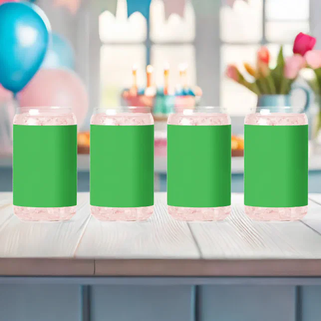 Green Background and White Border for a Modern Aes Can Glass | Zazzle