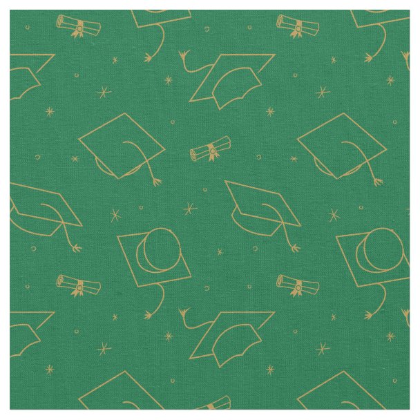 Green Graduation Cap Toss Fabric | Zazzle