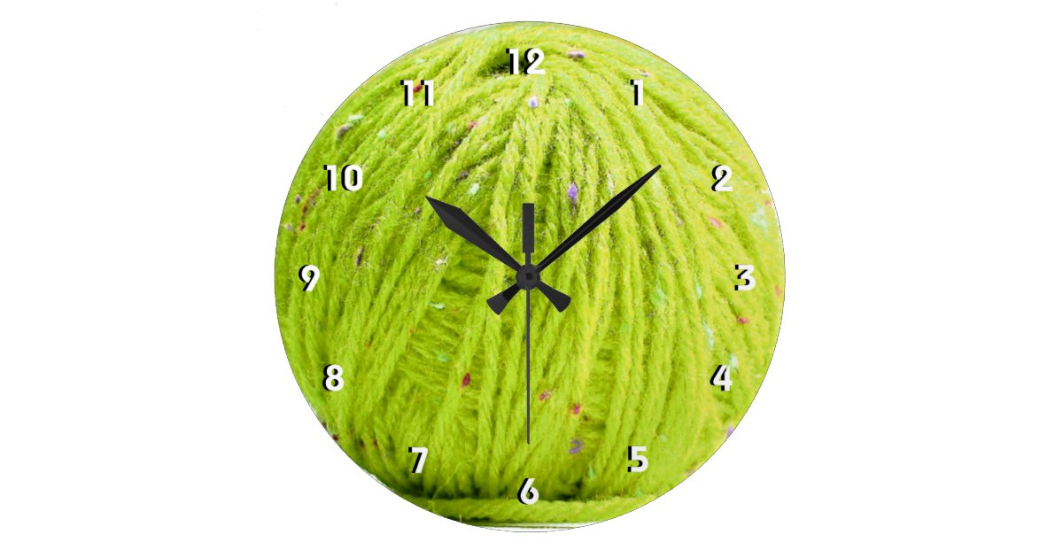 Green ball of yarn - knitting numbered wall clock | Zazzle.com