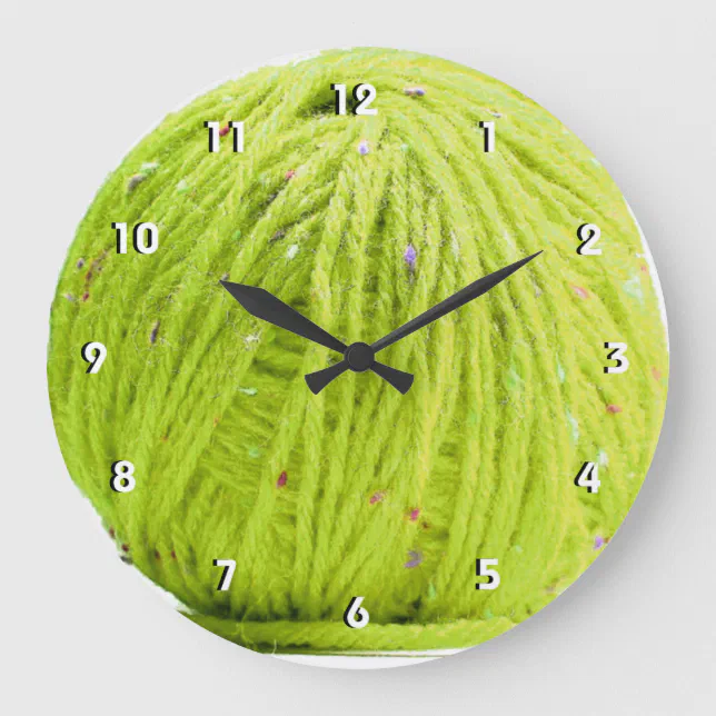 Green ball of yarn - knitting numbered wall clock | Zazzle