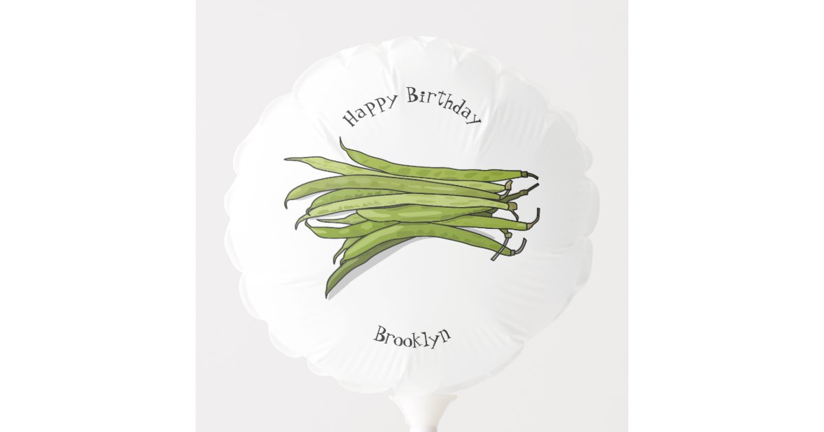 Green beans cartoon illustration balloon | Zazzle