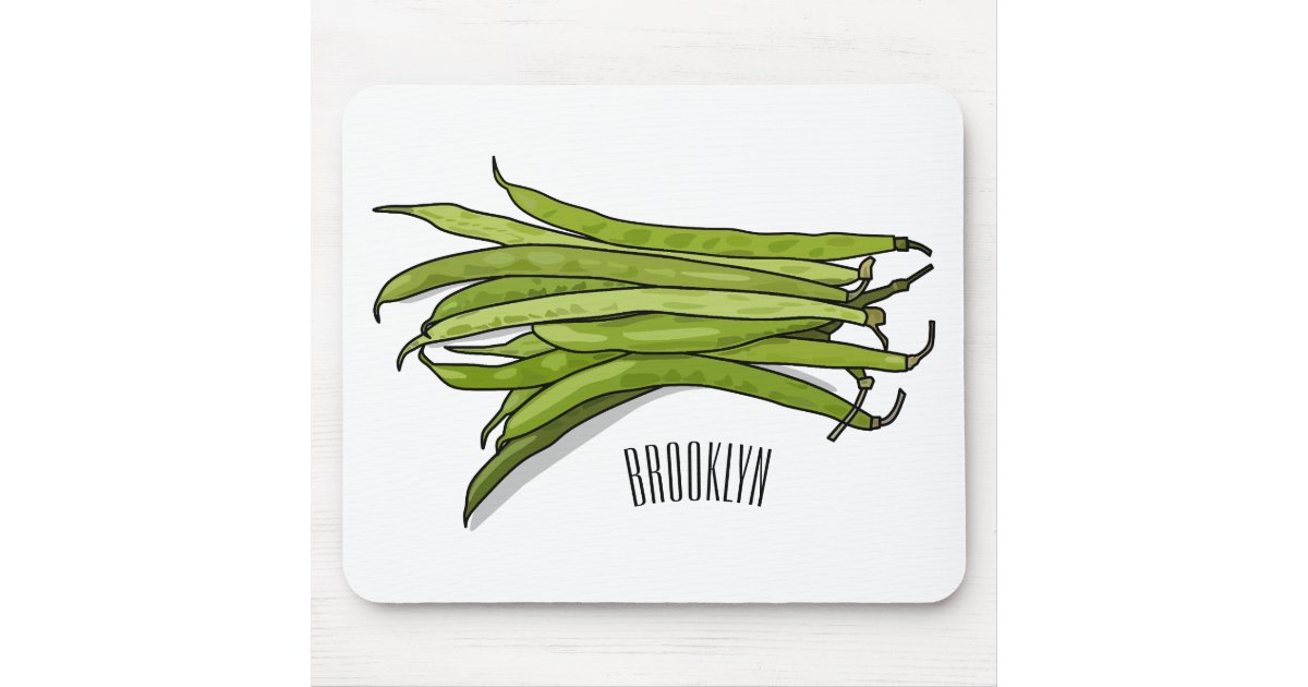 Green beans cartoon illustration mouse pad | Zazzle
