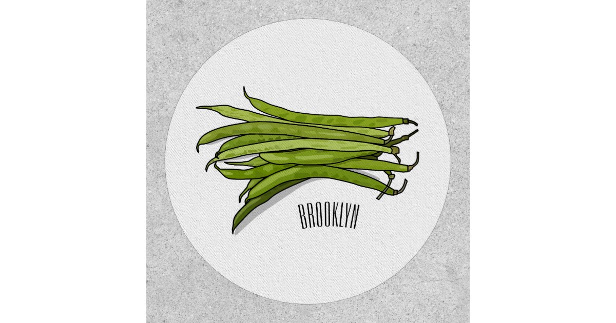 Green beans cartoon illustration patch | Zazzle