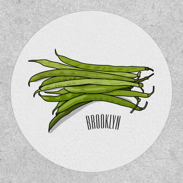 Green beans cartoon illustration patch | Zazzle