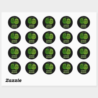 Green Beans Funny Jealous Bean Pun Dark BG Classic Round Sticker | Zazzle