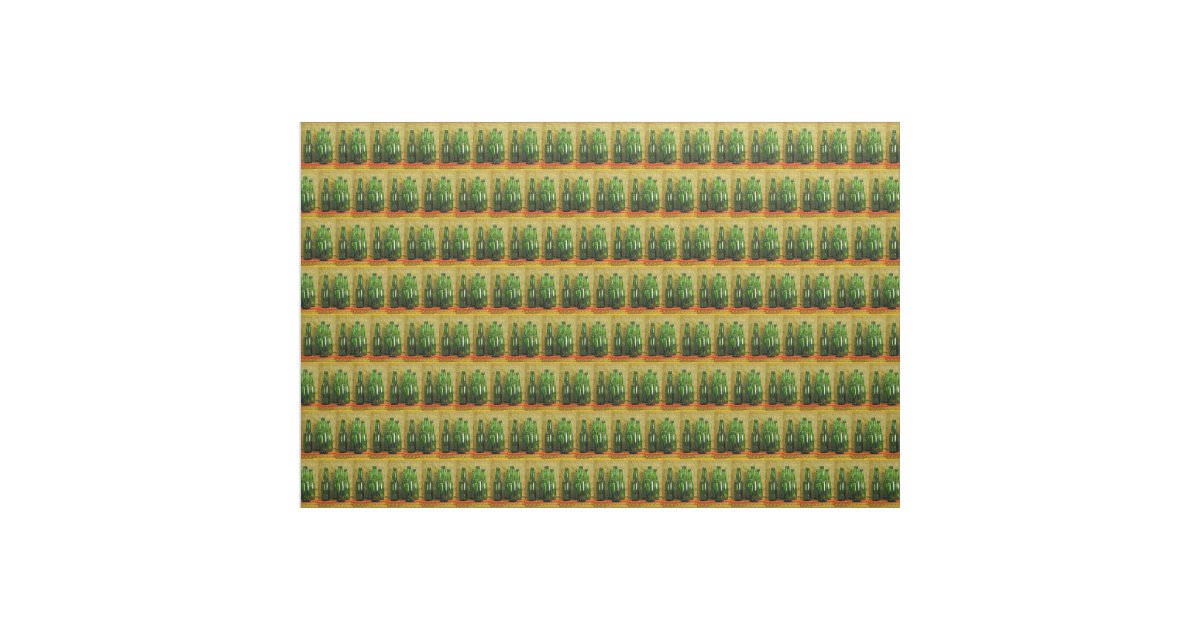 Green Beer Bottles Fabric | Zazzle