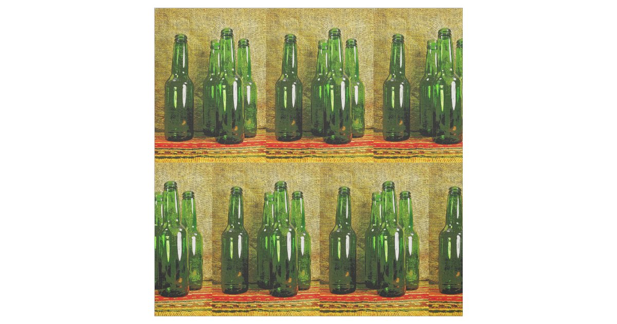 Green Beer Bottles Fabric | Zazzle