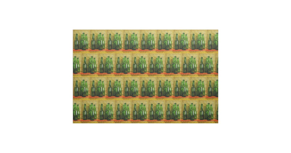 Green Beer Bottles Fabric | Zazzle