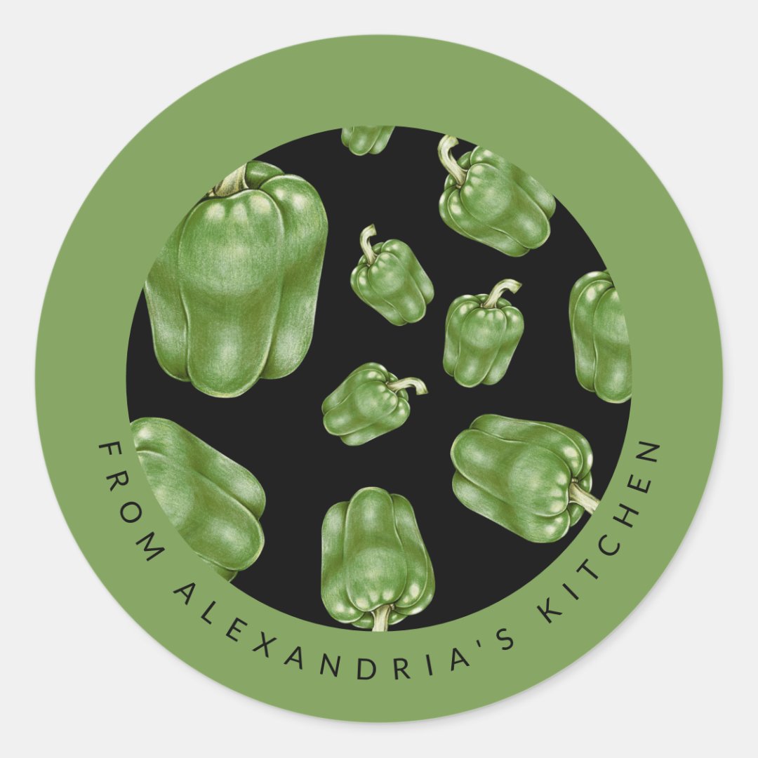 Green Bell Pepper | Custom From the Kitchen Of Classic Round Sticker ...