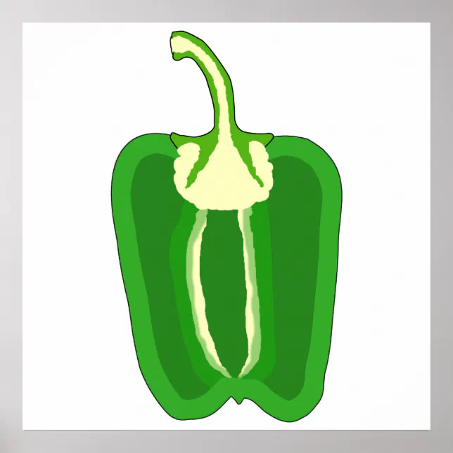 Green Bell Pepper. Halved. Poster | Zazzle