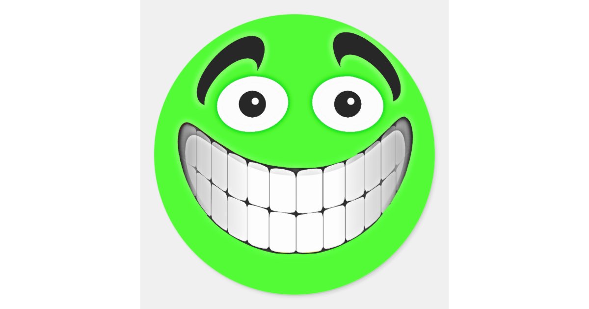 Green Big Green Face Classic Round Sticker | Zazzle