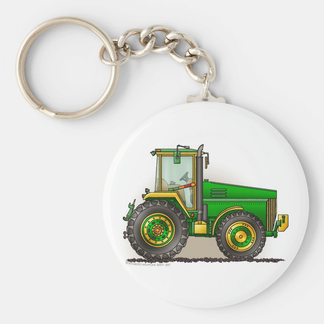 Green Big Tractor Key Chains | Zazzle