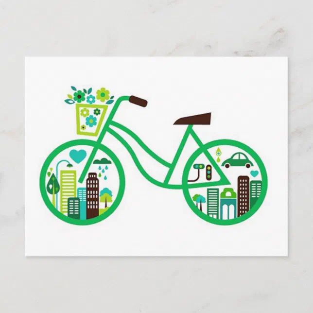 Green Bike Green Bikers Go Green Earth Day Postcard | Zazzle