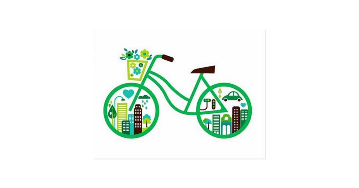 Green Bike Green Bikers Go Green Earth Day Postcard | Zazzle.com
