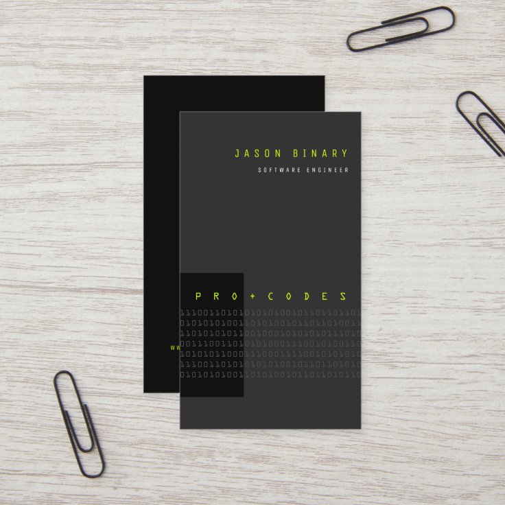 Green Binary Code Computer Tech Modern Minimalist Business Card | Zazzle