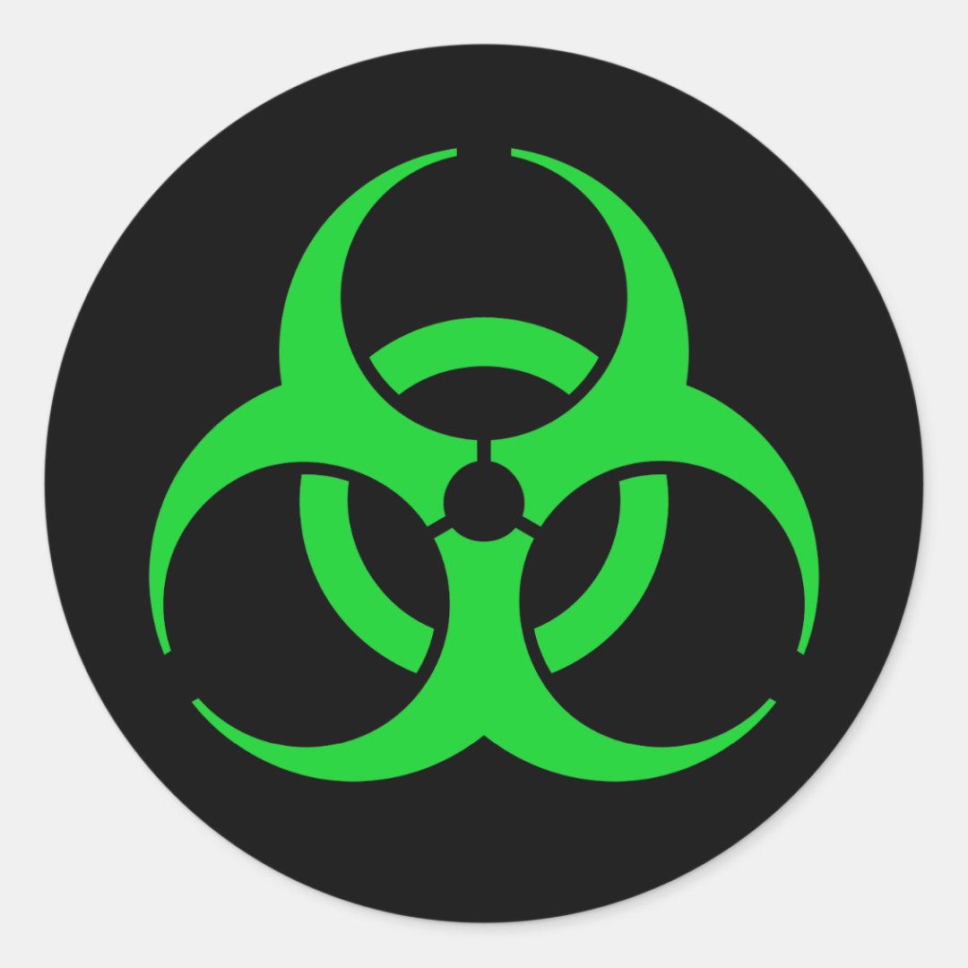 Green Biohazard Symbol Classic Round Sticker | Zazzle